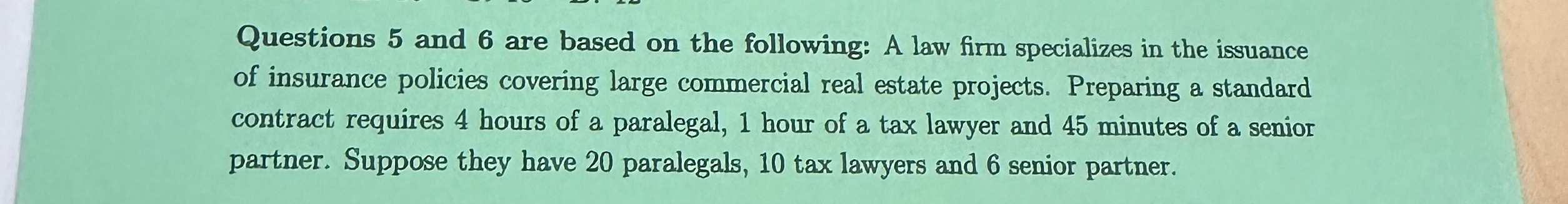 Solved Questions 5 ﻿and 6 ﻿are based on the following: A law | Chegg.com