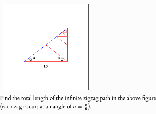 Solved 15Find the total length of the infinite zigzag path | Chegg.com