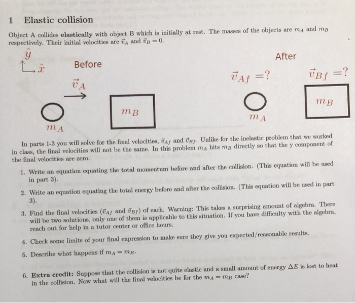 Solved 1 Elastic Collision Object A Collides Elastically