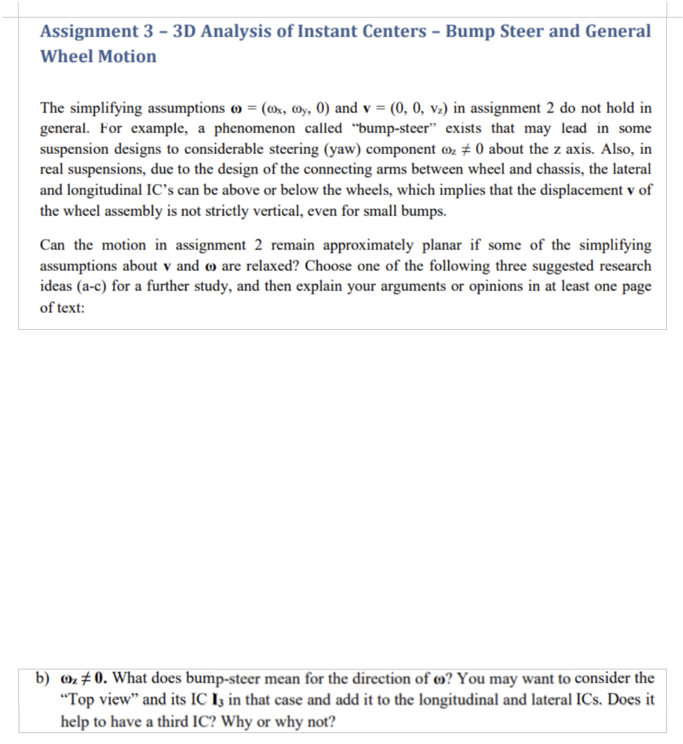 Solved Assignment 3 - 3D Analysis of Instant Centers - ﻿Bump | Chegg.com