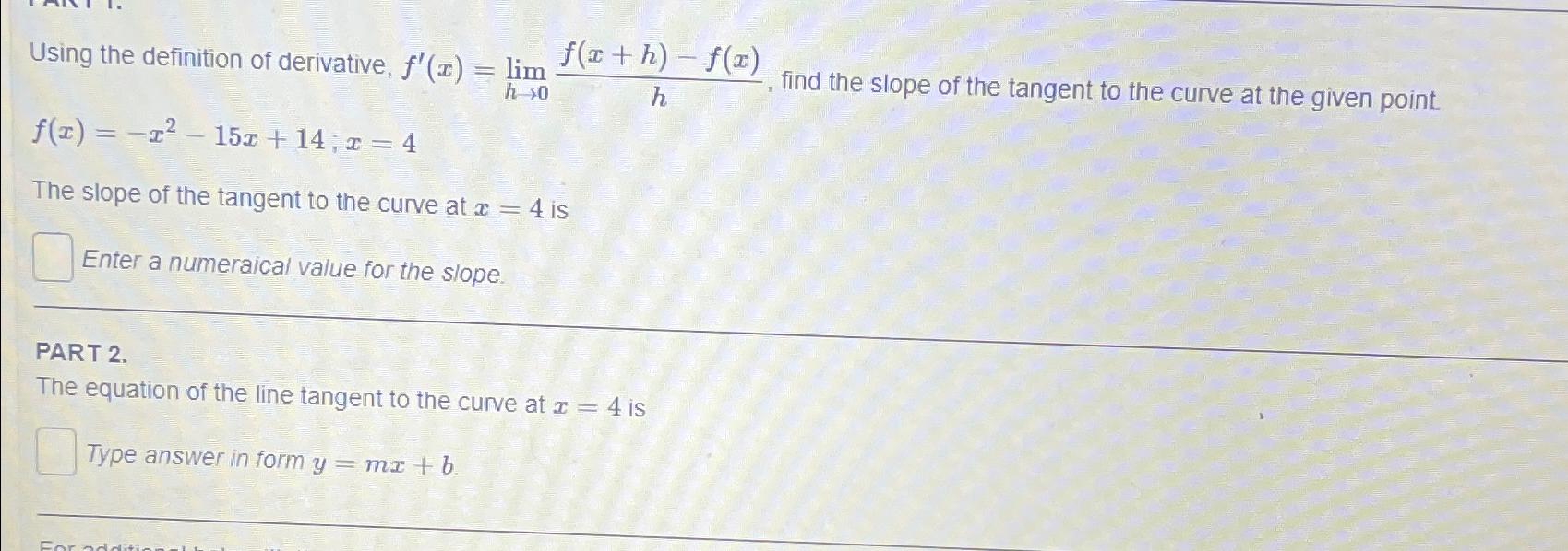 Solved Using the definition of derivative, | Chegg.com