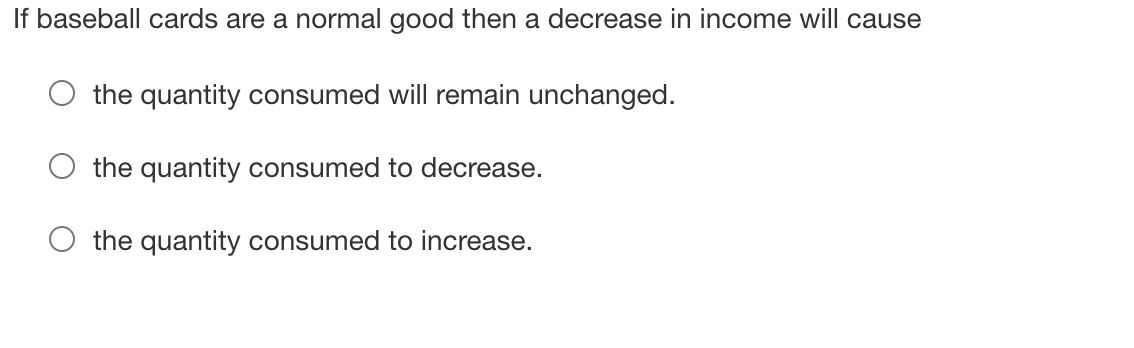 Solved If baseball cards are a normal good then a decrease | Chegg.com