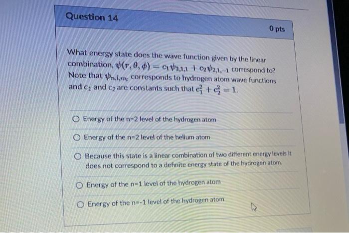 Solved What energy state does the wave function given by the | Chegg.com