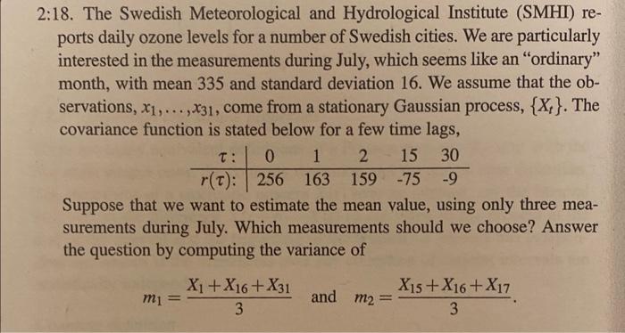 Solved 2:18. The Swedish Meteorological and Hydrological | Chegg.com