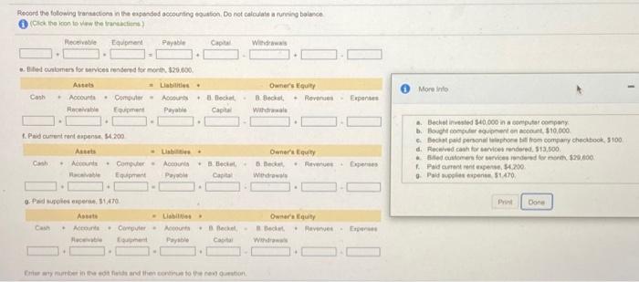 Solved Record the following transactions in the expanded | Chegg.com