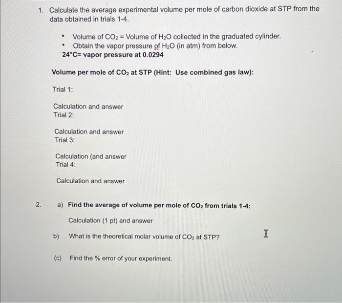 Solved Table 2: Amount of H2O Displaced for Each Trial-Grams | Chegg.com