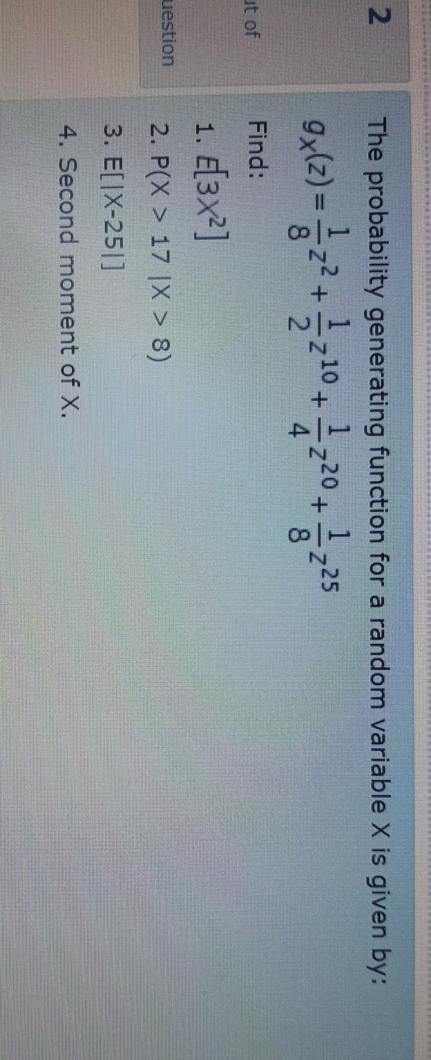 Solved 2. The probability generating function for a random | Chegg.com