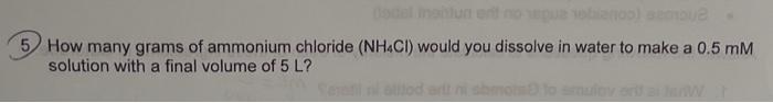 Solved How many grams of ammonium chloride (NH4Cl) would you | Chegg.com