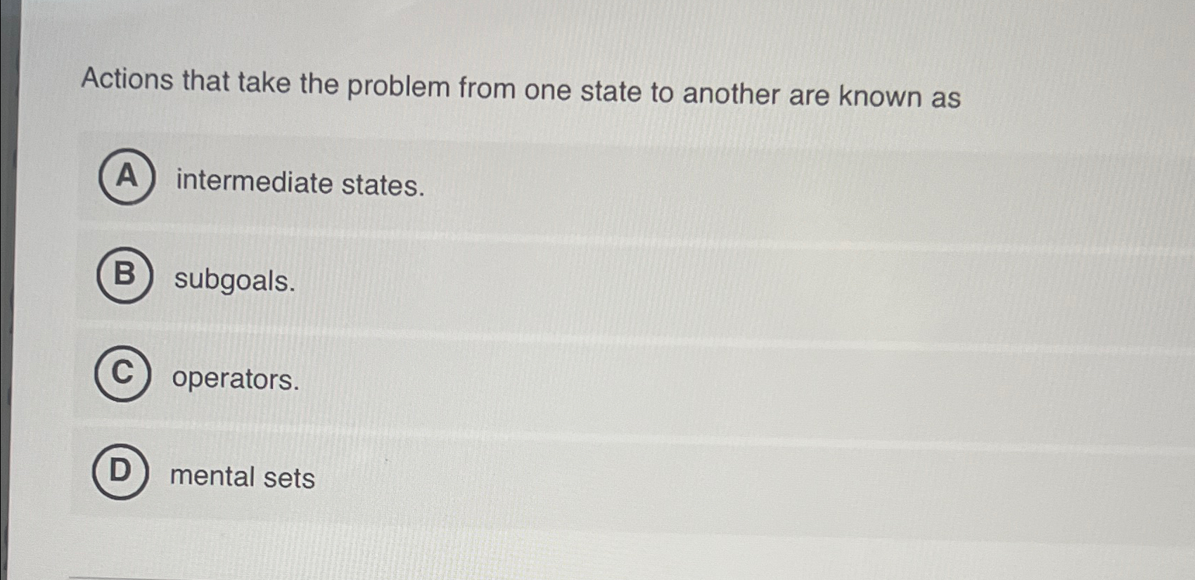 Solved Actions that take the problem from one state to | Chegg.com