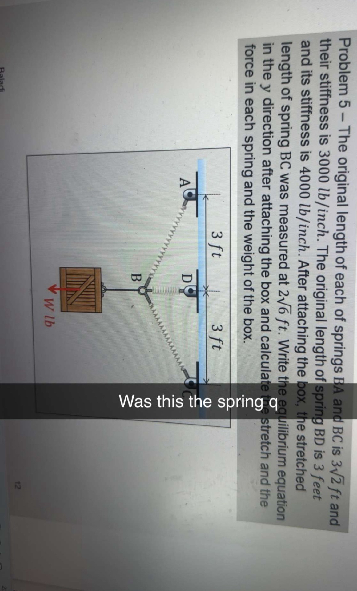 Solved Problem 5 - ﻿The original length of each of springs | Chegg.com