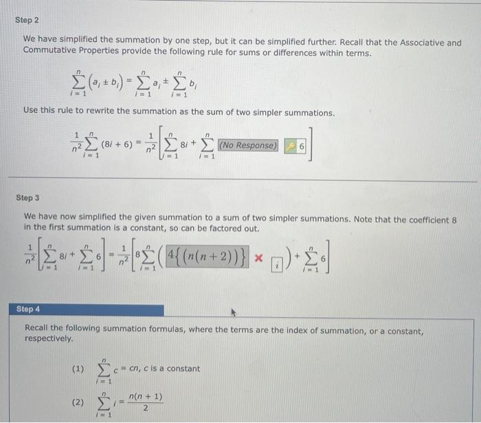 Solved Use The Summation Formulas To Rewrite The Expression