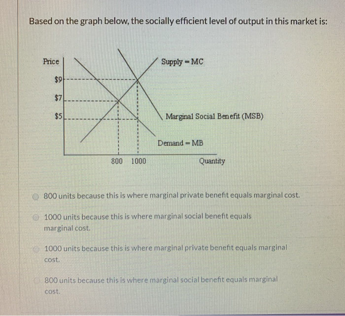 Solved Based on the graph below, the socially efficient | Chegg.com