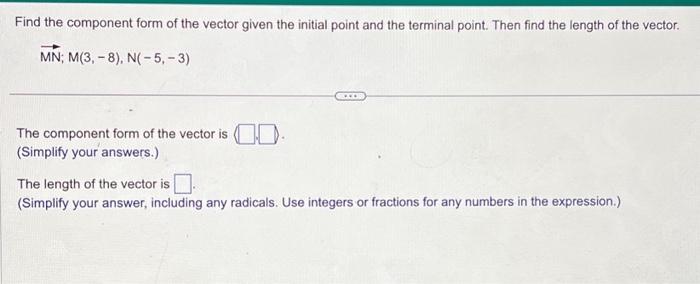 Solved Find the component form of the vector given the | Chegg.com