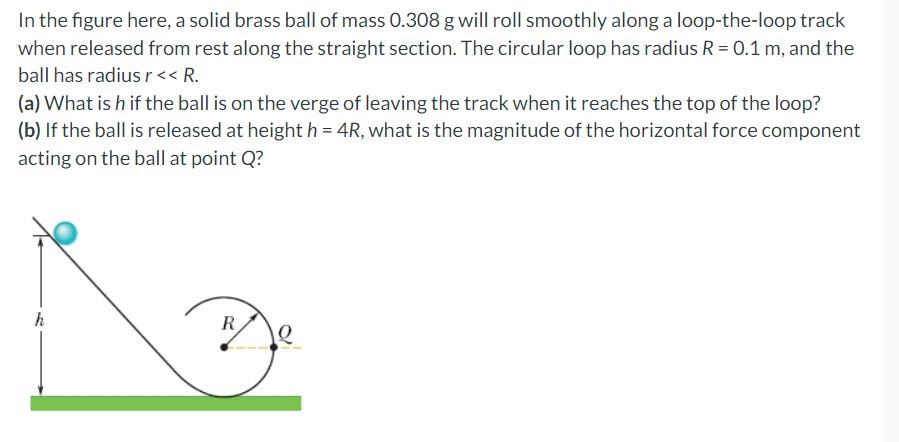 Solved In the figure here, a solid brass ball of mass 0.308 | Chegg.com
