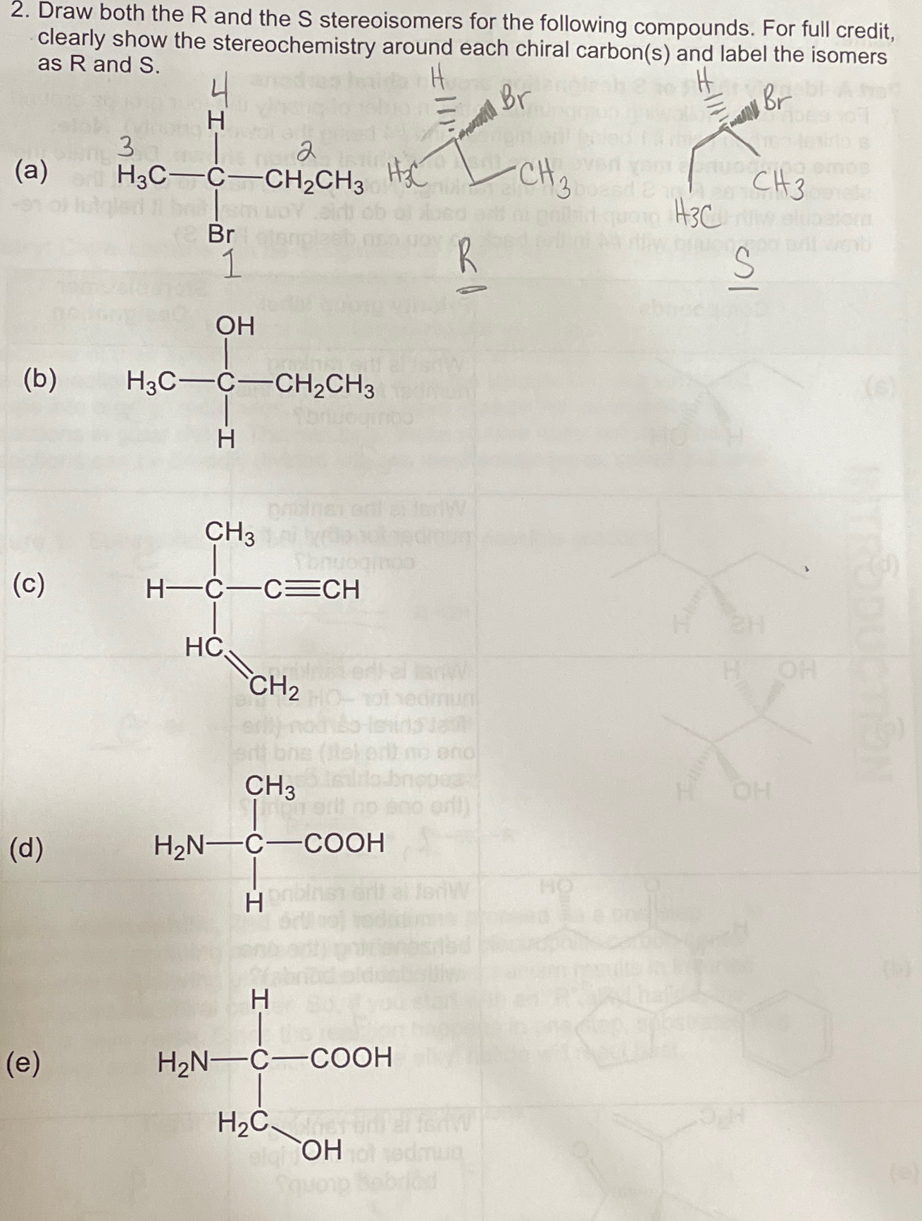 Solved Draw both the R ﻿and the S ﻿stereoisomers for the | Chegg.com