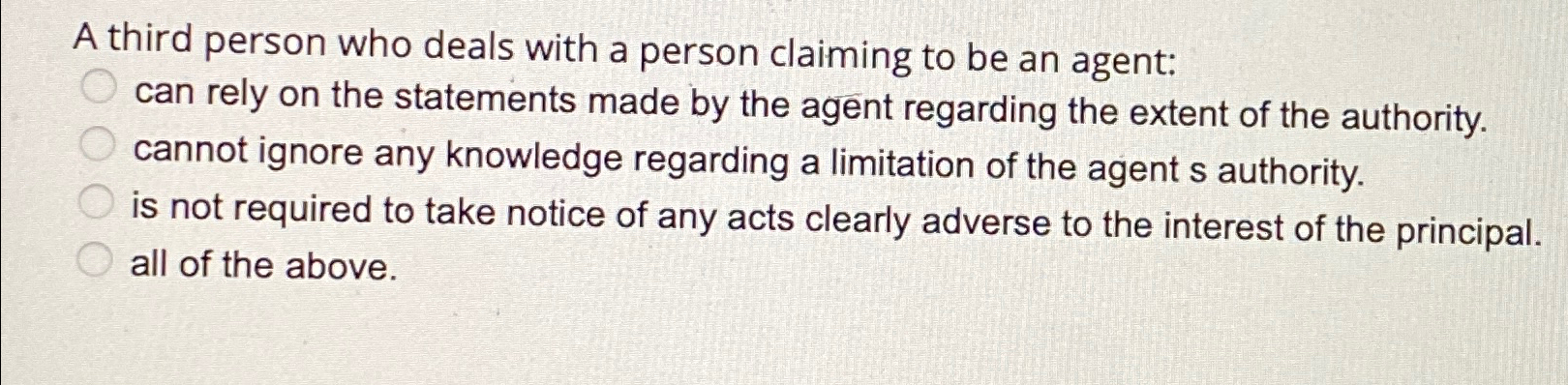 Solved A third person who deals with a person claiming to be | Chegg.com