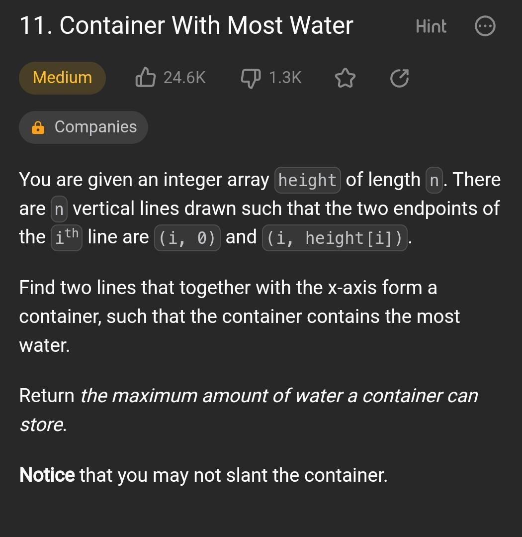 Solved You are given an integer array height of length n. | Chegg.com