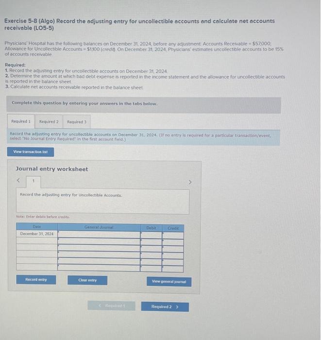 Solved Exercise 5-8 (Algo) Record the adjusting entry for | Chegg.com