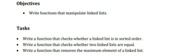 Solved Objectives Write functions that manipulate linked | Chegg.com