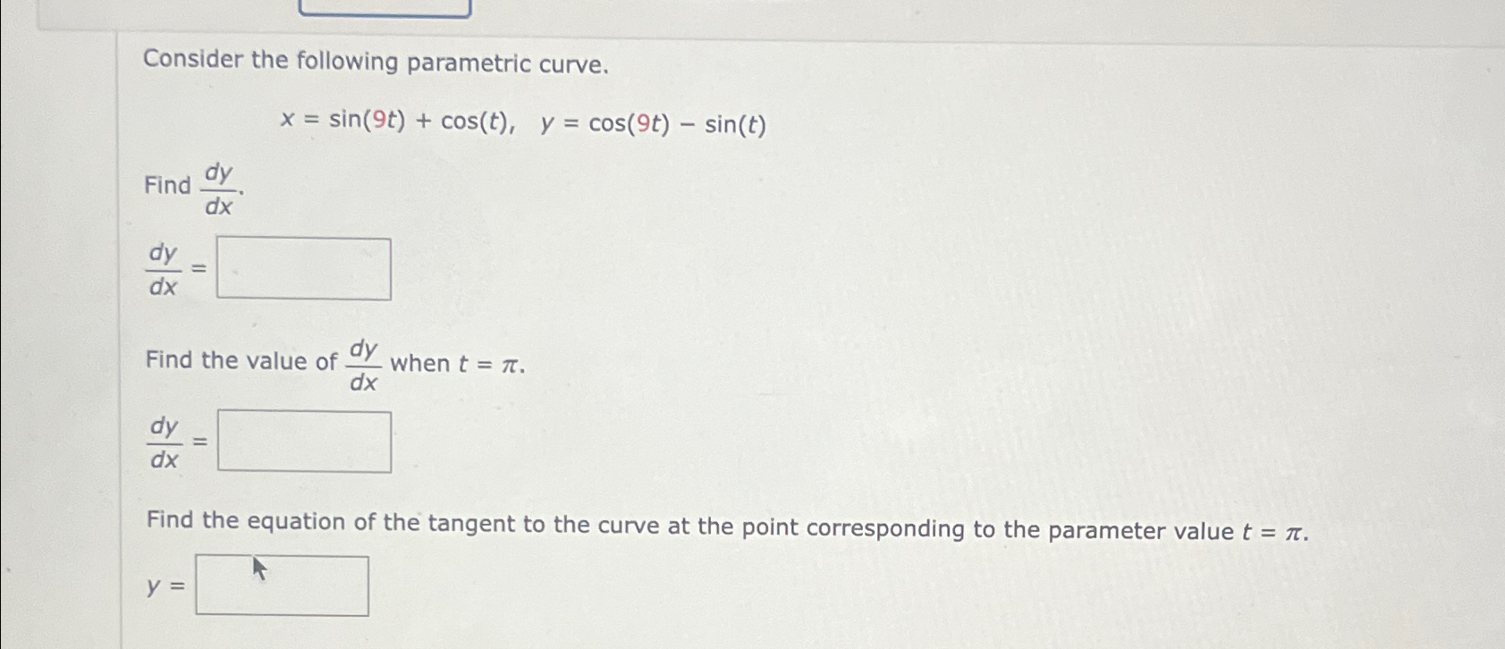 Solved Consider the following parametric | Chegg.com