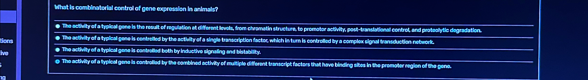 Solved What Is Combinatorial Control Of Gene Expression In
