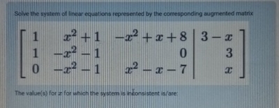 Solved Solve the system of lincar equations represented by | Chegg.com