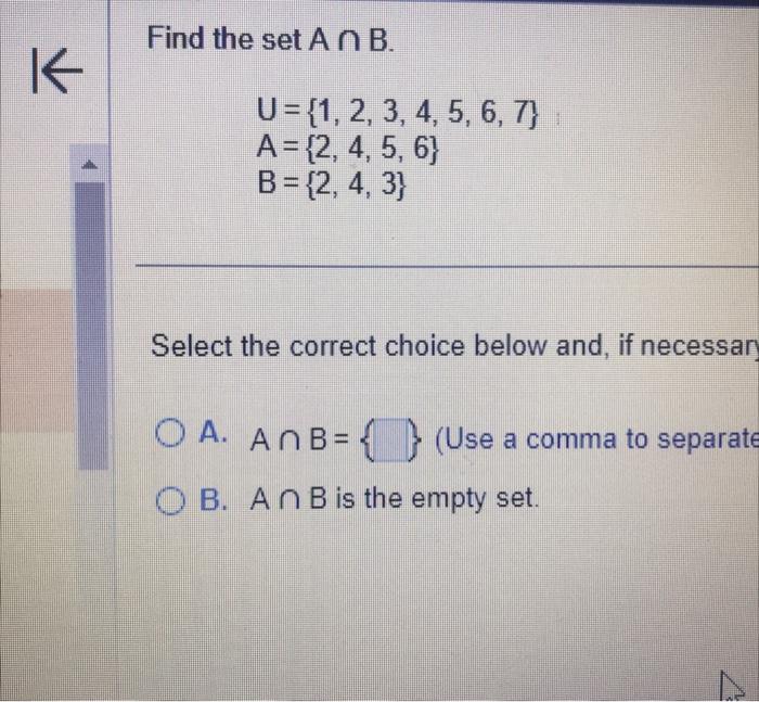 Solved Find the set A∩B. | Chegg.com