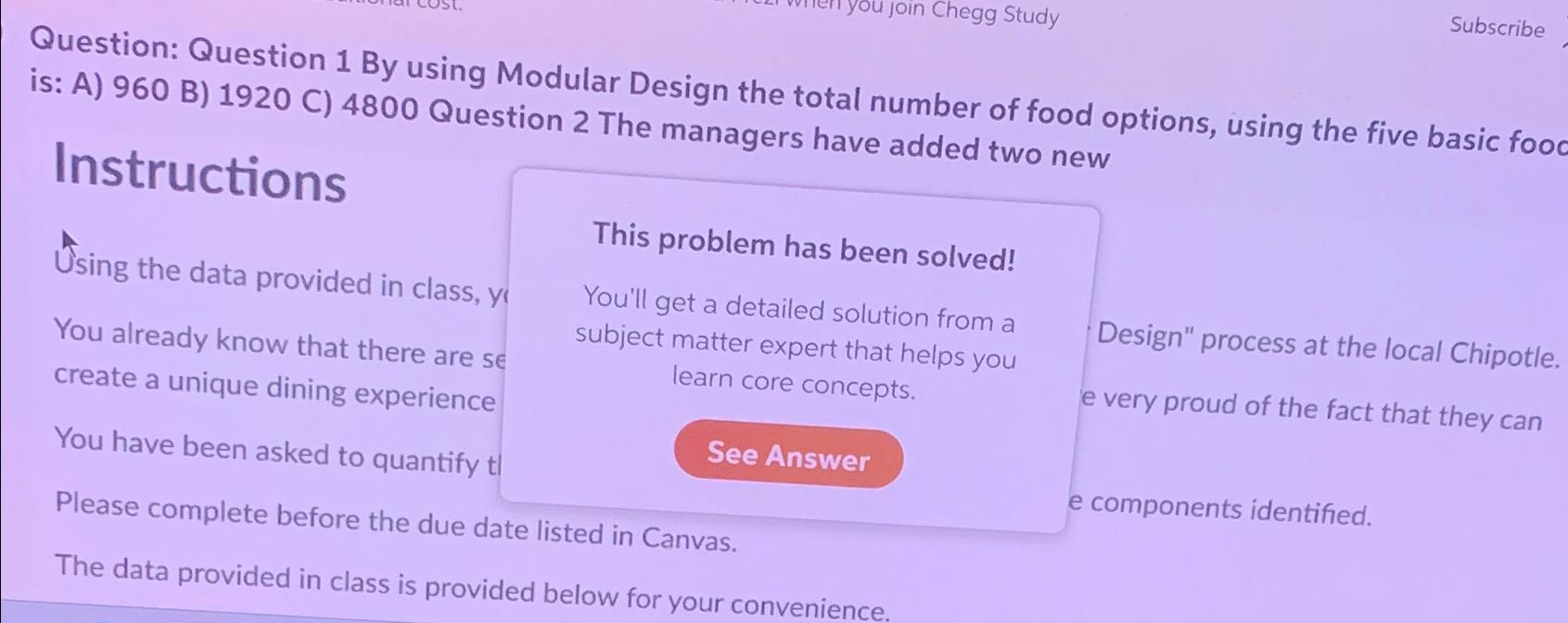 Solved Question: Question 1 ﻿By using Modular Design the | Chegg.com