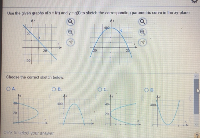 Solved Use the given graphs of x =f(t) and y = g(t) to | Chegg.com