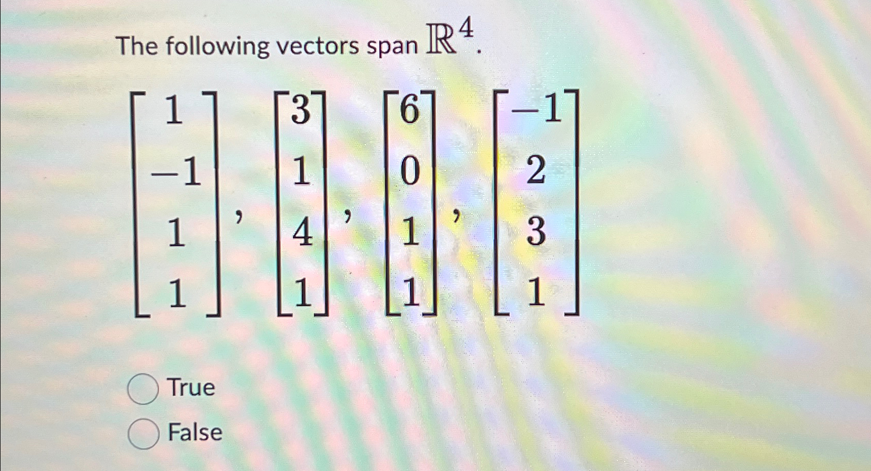 Solved The Following Vectors Span
