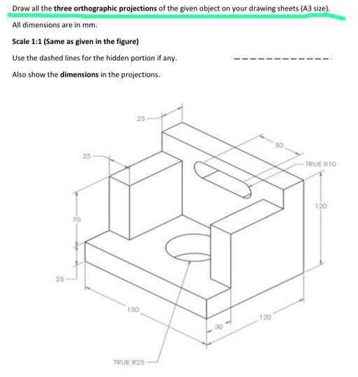 Draw all the three orthographic projections of the | Chegg.com