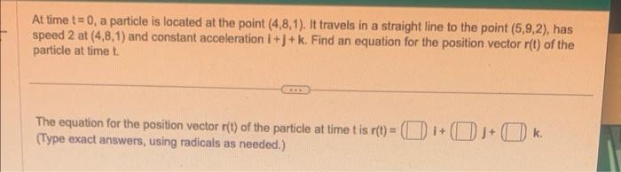 Solved At time t=0, a particle is located at the point | Chegg.com