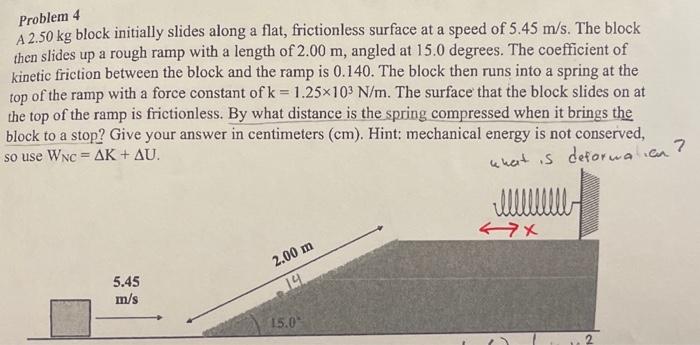 Solved Problem 4 A 2.50 kg block initially slides along a | Chegg.com