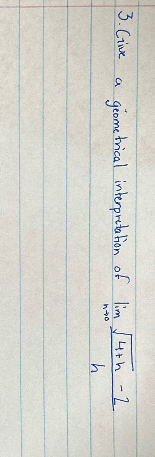 Solved Give a geometrical interpretation of limh→04+h2-2h | Chegg.com