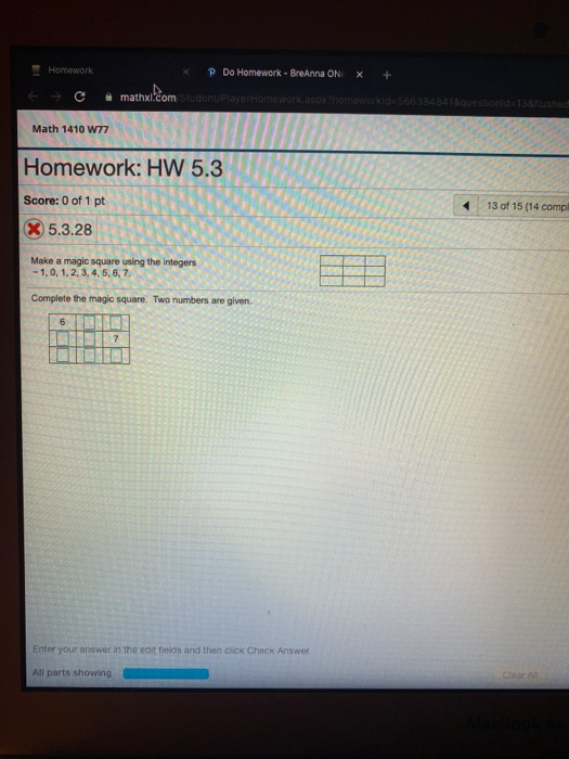 Solved Homework Do Homework - BreAnna ON + mathxl.com | Chegg.com