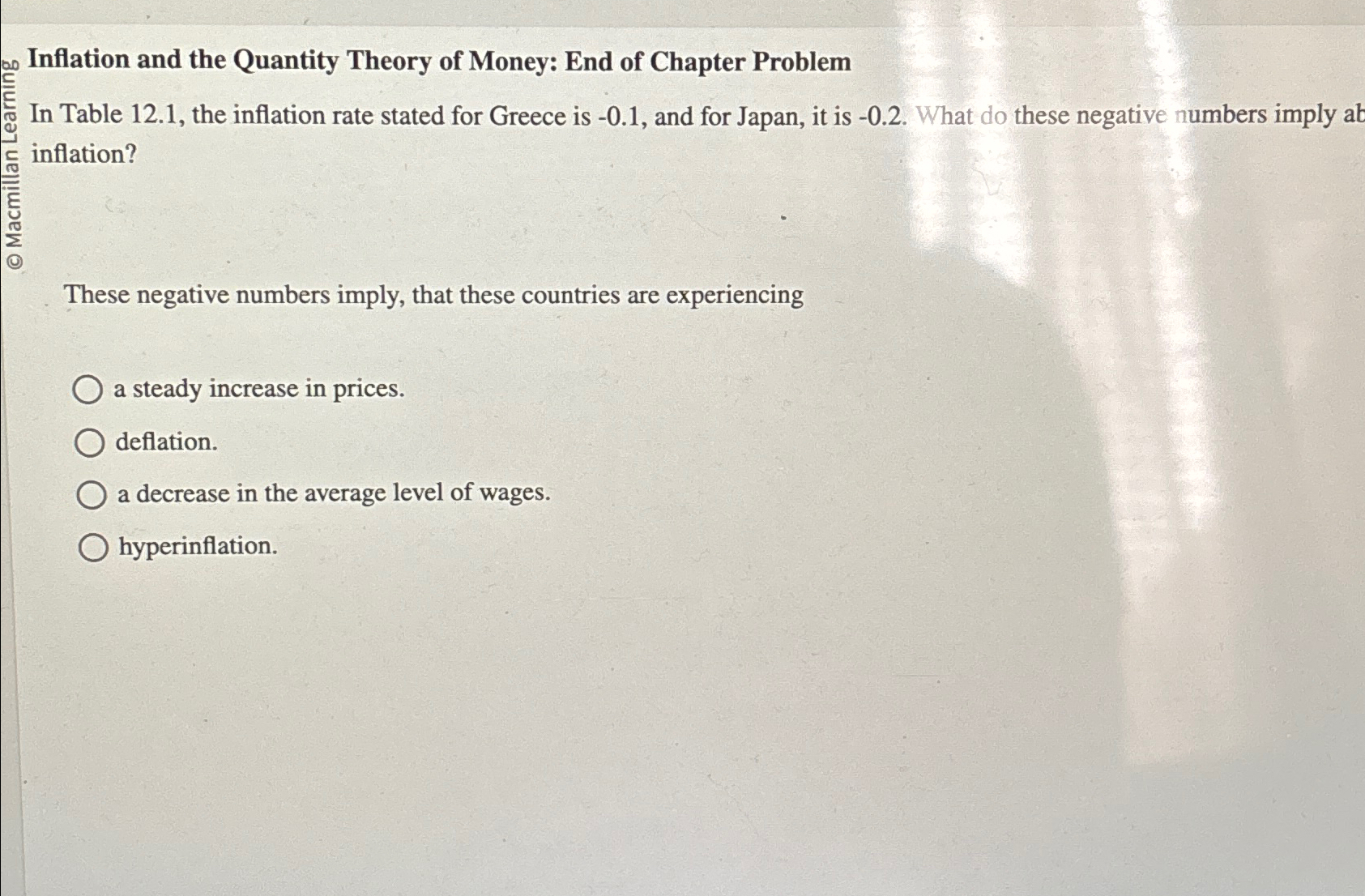 Solved Inflation and the Quantity Theory of Money: End of | Chegg.com