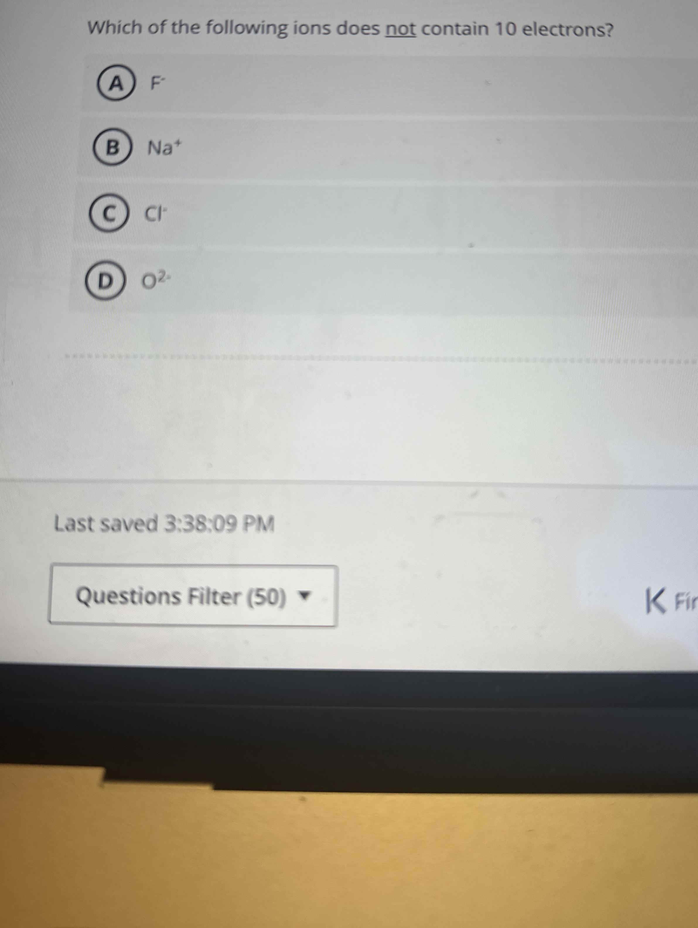 Solved Which of the following ions does not contain 10 | Chegg.com