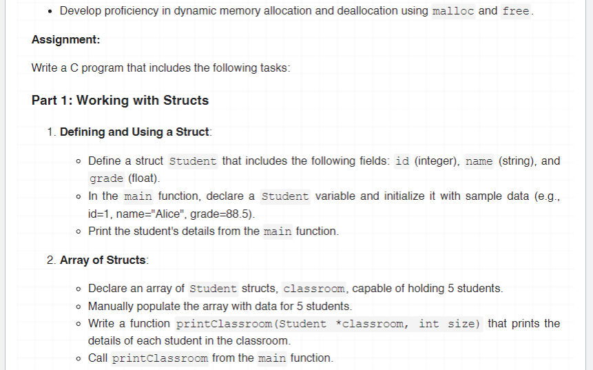 Solved Objective:Gain practical experience with structures | Chegg.com