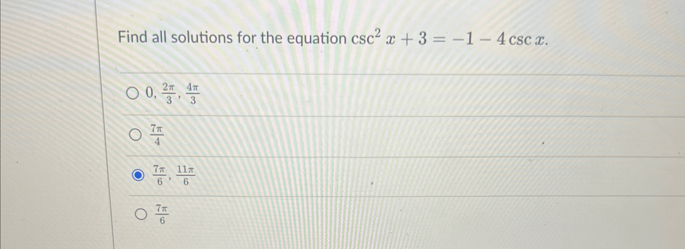 Solved Find all solutions for the equation | Chegg.com
