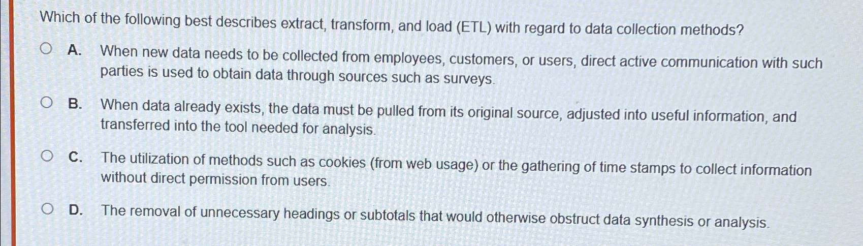 Solved Which of the following best describes extract, | Chegg.com