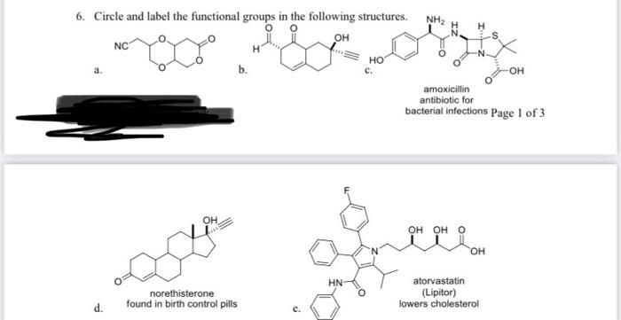Solved NH2 6. Circle and label the functional groups in the | Chegg.com
