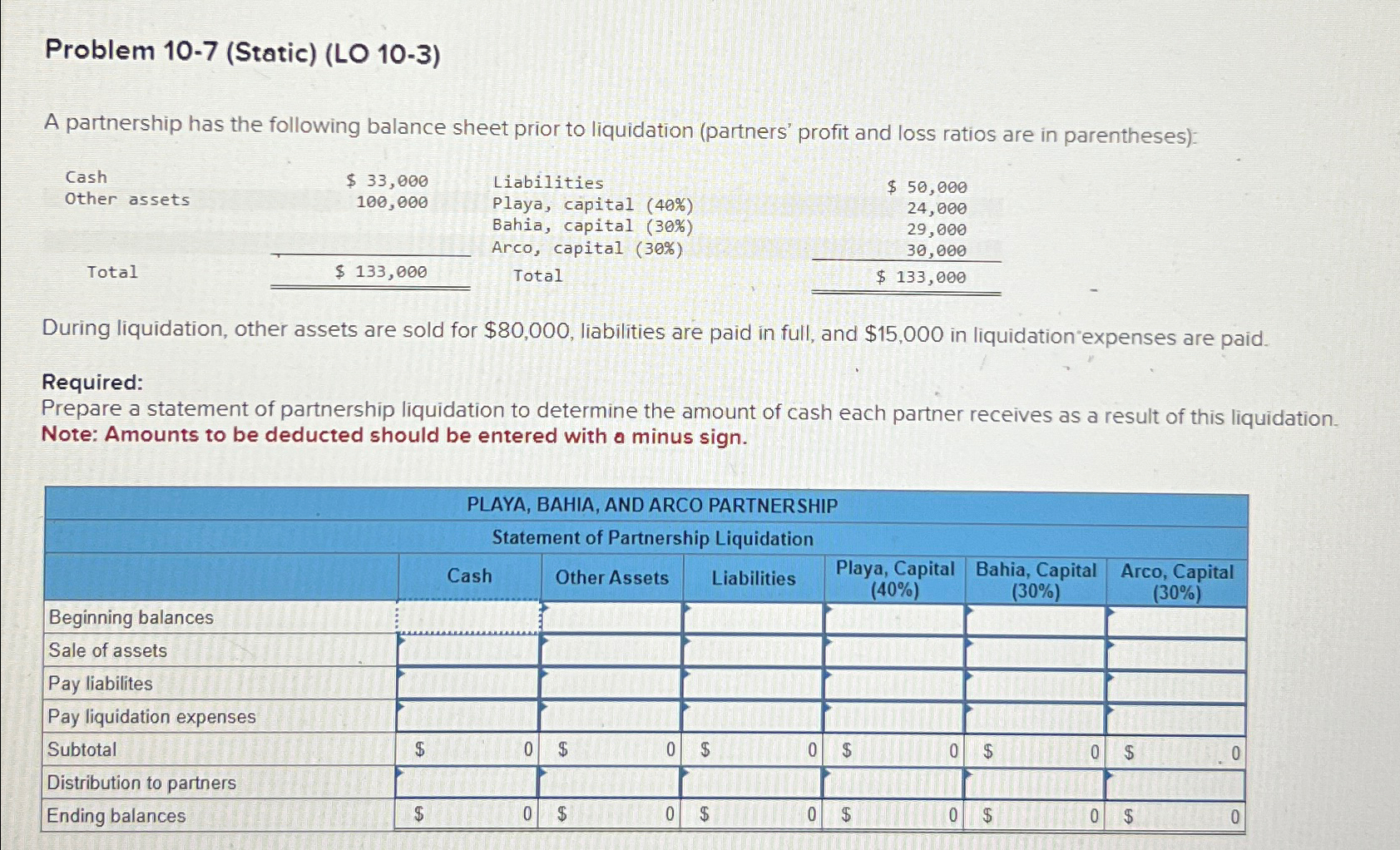Solved Problem 10-7 (Static) (LO 10-3)A partnership has the | Chegg.com