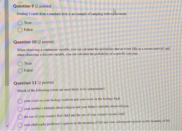 Solved Question 9 (2 points) Dealing 5 cards from a standard | Chegg.com