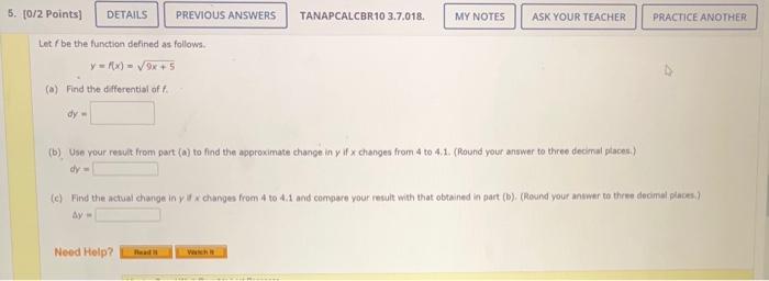 Solved Let f be the function defined as follows. y=f(x)=9x+5 | Chegg.com