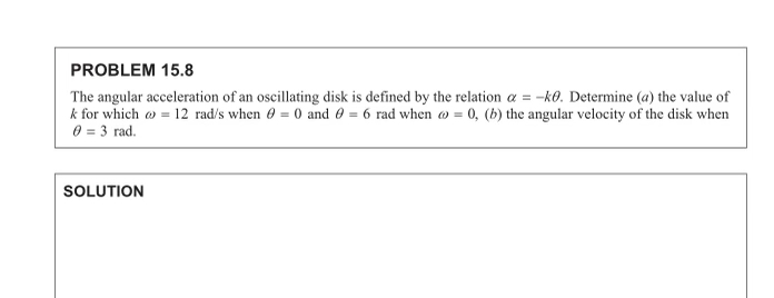 Solved PROBLEM 15.8The angular acceleration of an | Chegg.com
