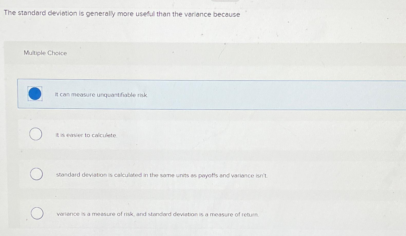Solved The standard deviation is generally more useful than | Chegg.com