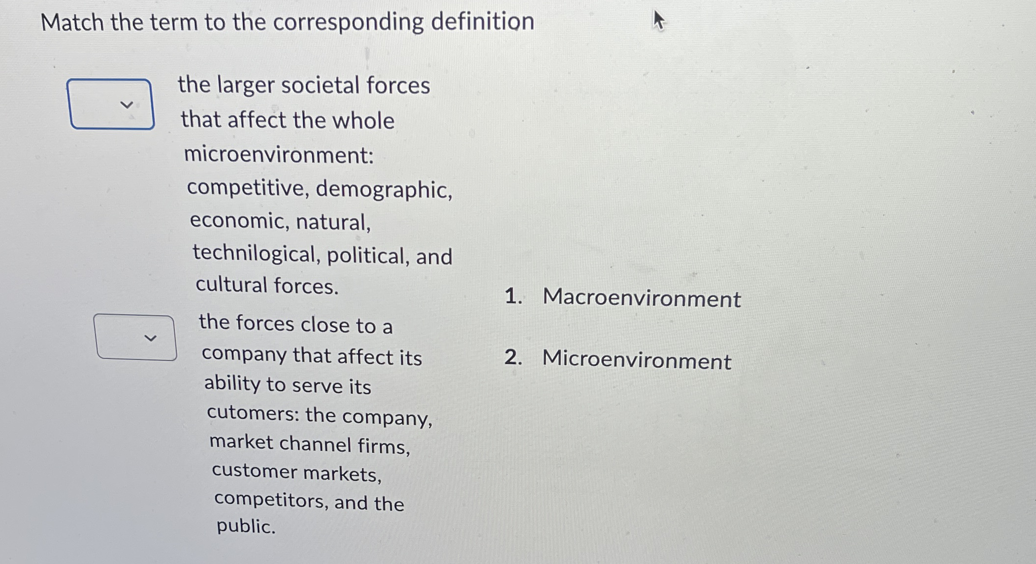 Match the term to the corresponding definition ﻿the | Chegg.com