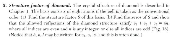 Solved 5. Structure factor of diamond. The crystal structure | Chegg.com