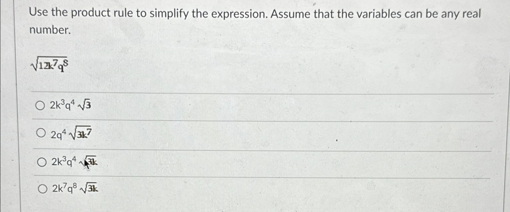 Solved Use the product rule to simplify the expression. | Chegg.com