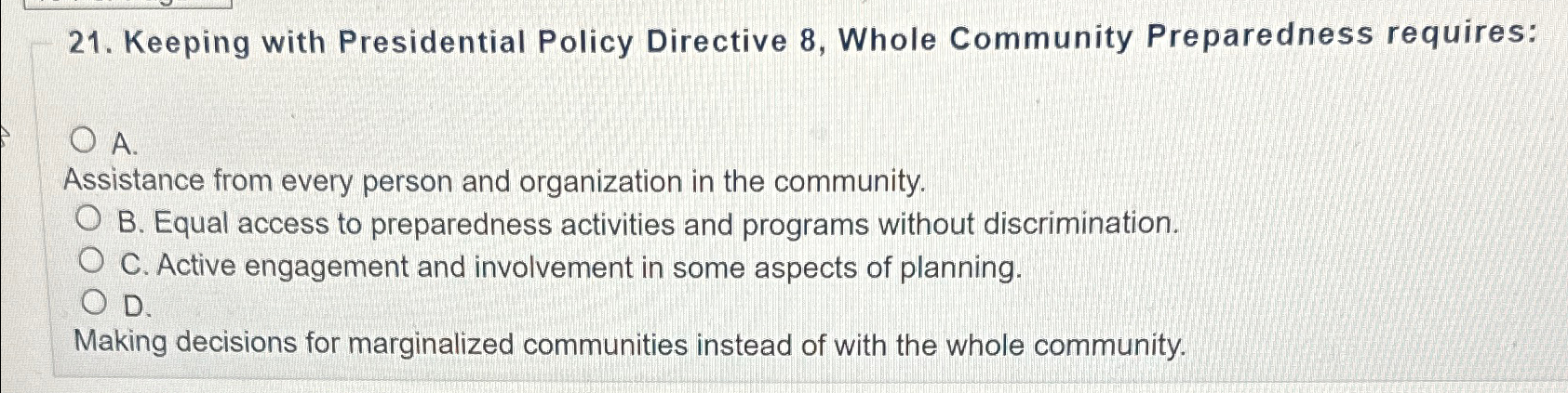Solved Keeping with Presidential Policy Directive 8, ﻿Whole | Chegg.com